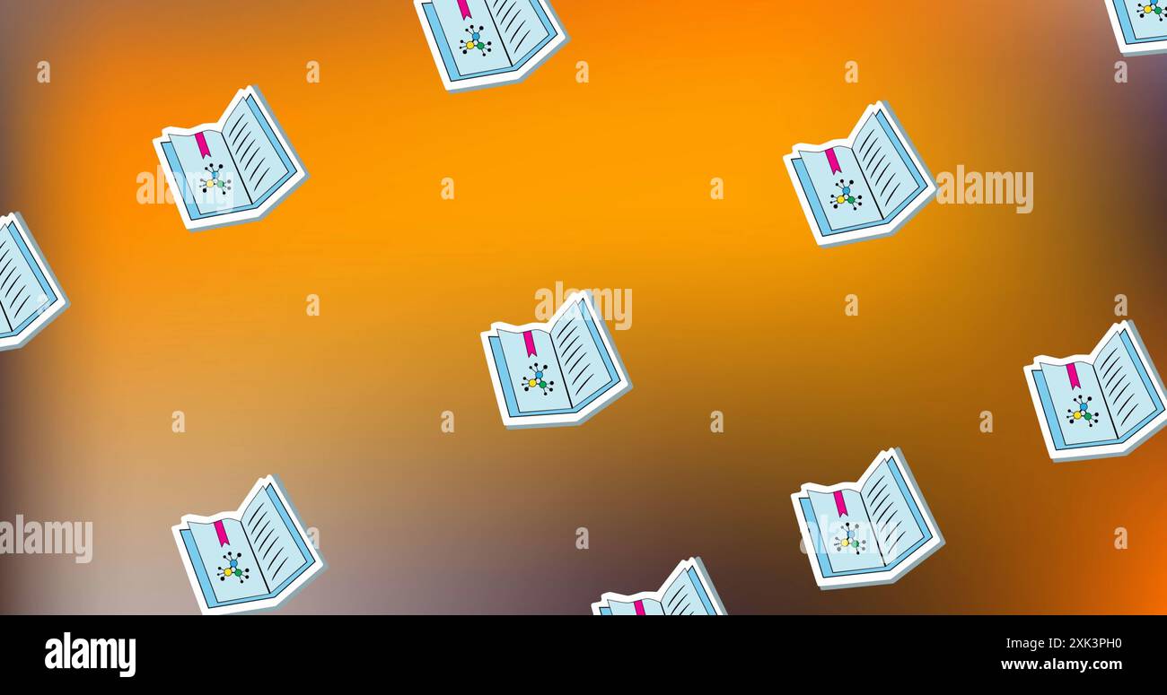 Image of school book icons in seamless pattern against copy space on ...