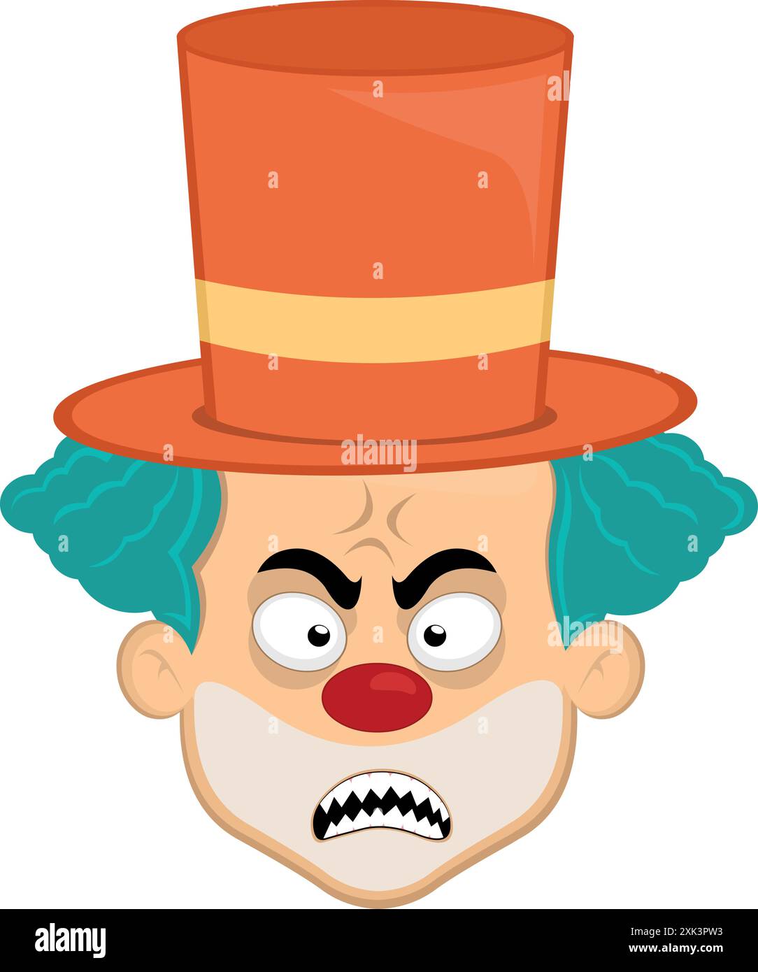 vector illustration face character clown cartoon, fury expression with ...