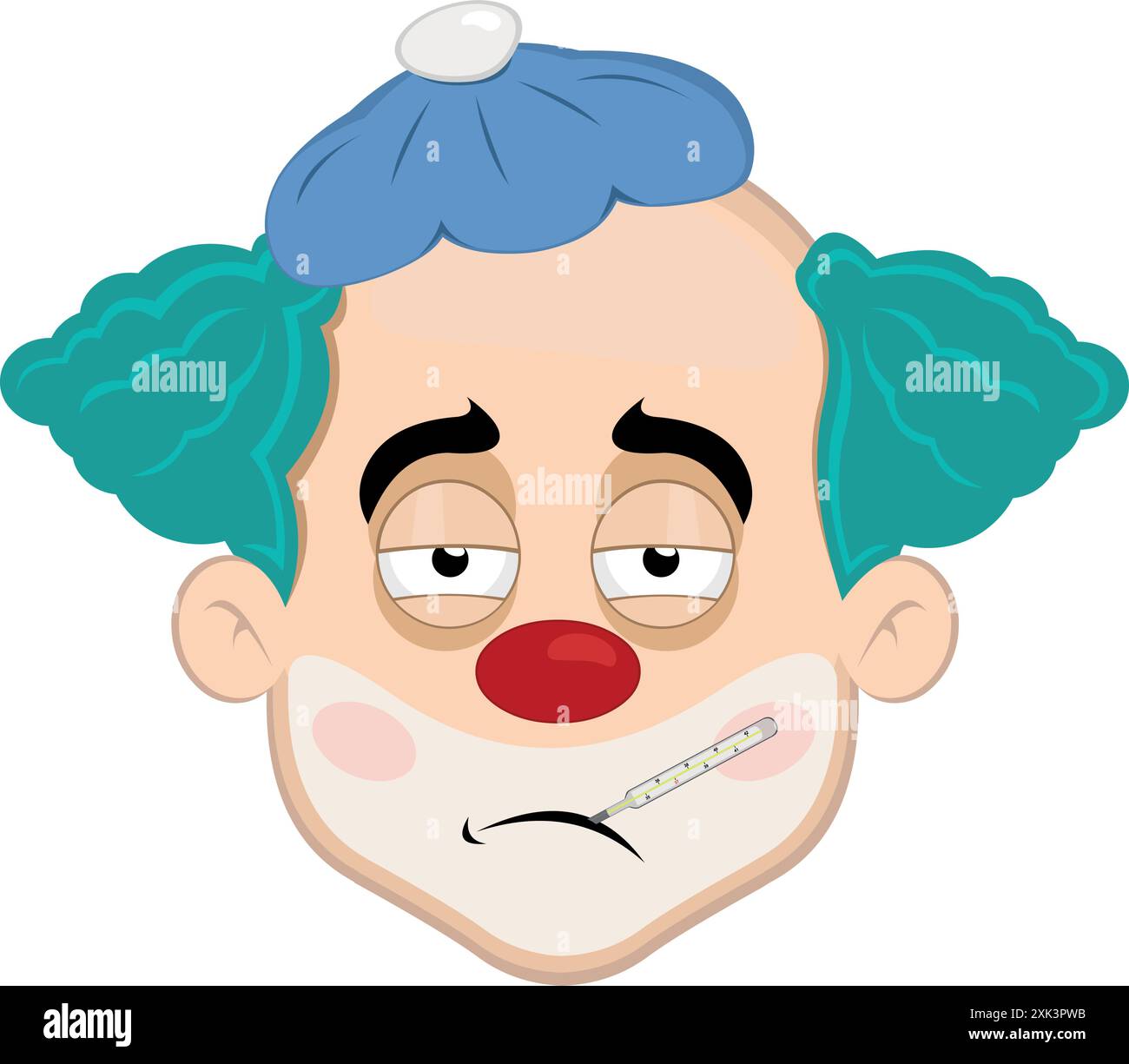 vector illustration face character clown cartoon, sick with a ...