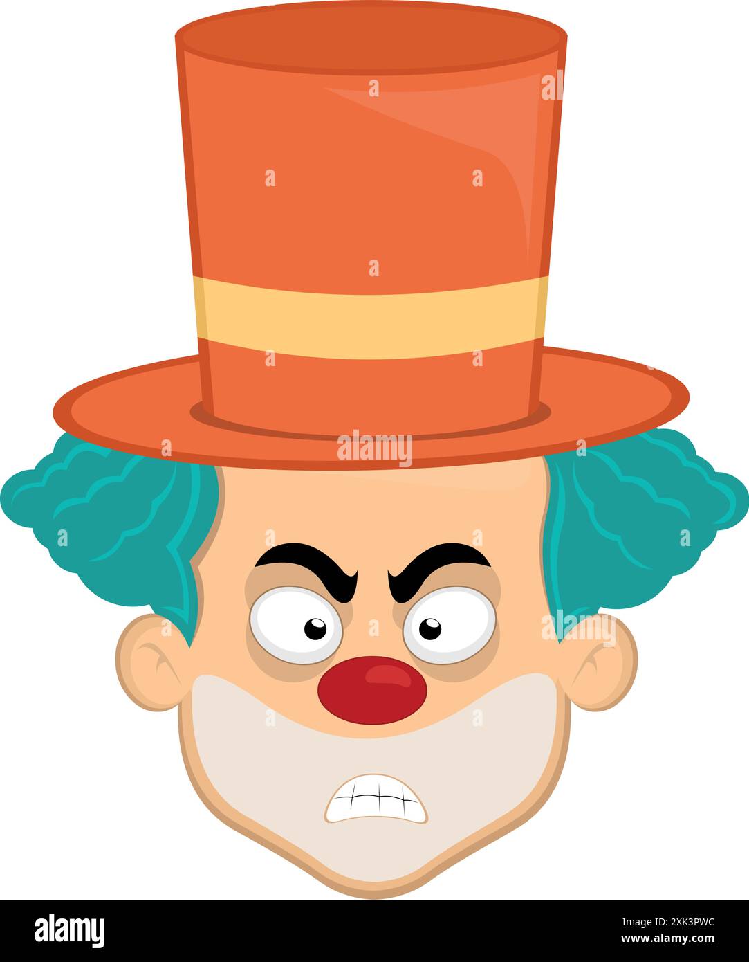 vector illustration face character clown cartoon, with an angry ...