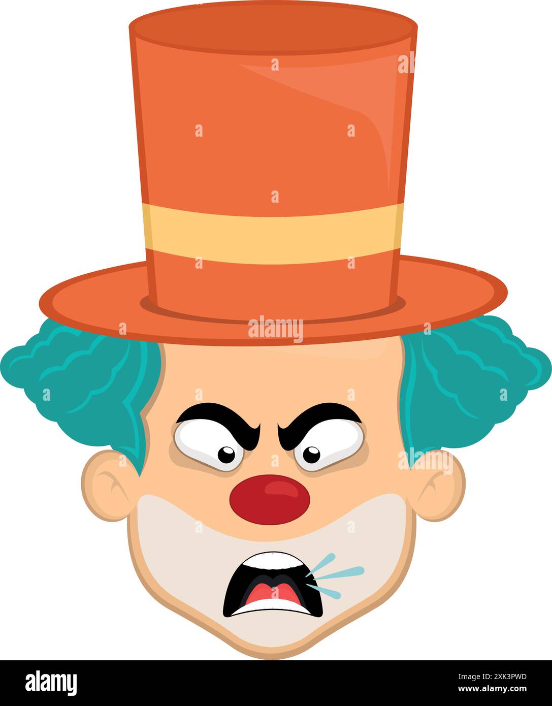 vector illustration face character clown cartoon, with an angry ...
