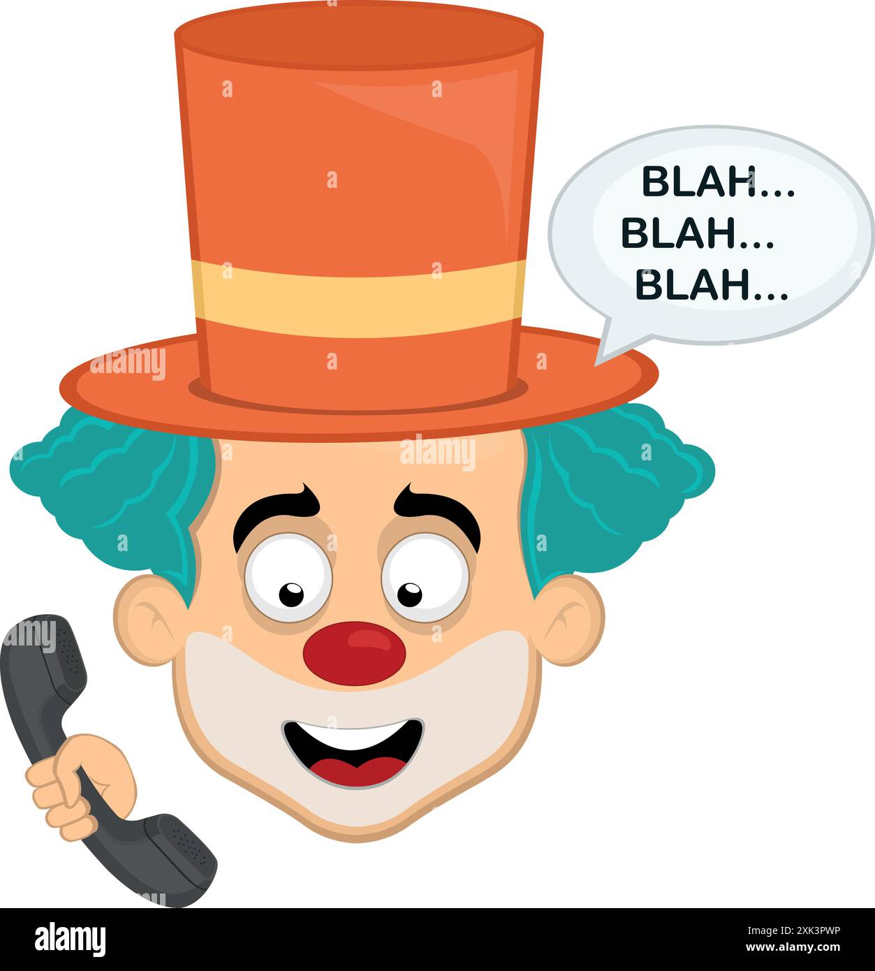vector illustration face character clown cartoon, talking on the phone ...