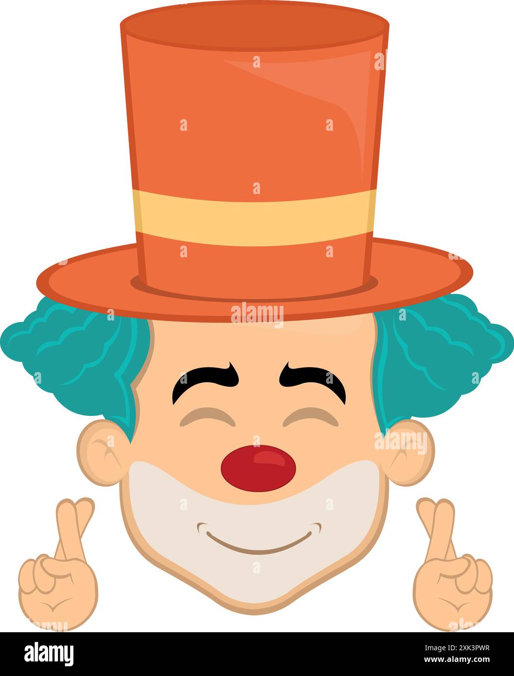 vector illustration face character clown cartoon, crossing the fingers ...