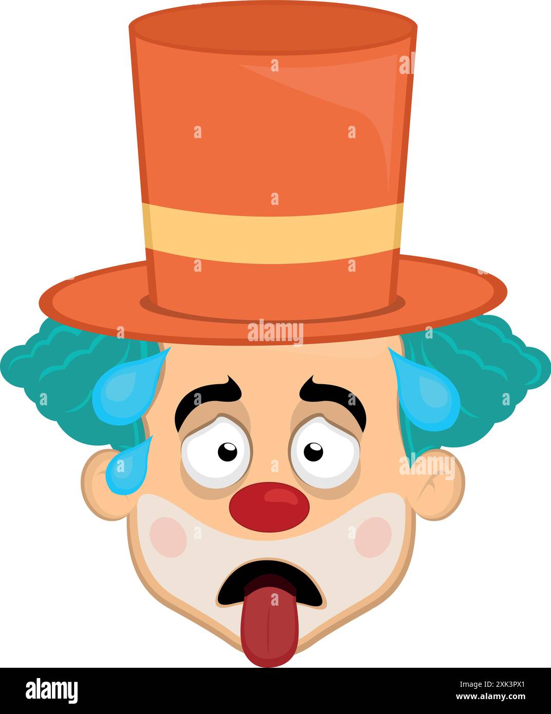 vector illustration face character clown cartoon, exhausted with his ...