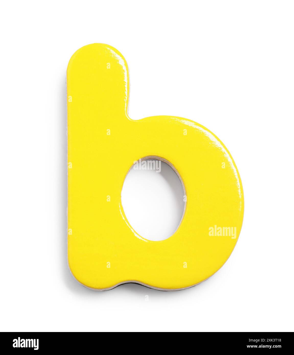 Yellow magnetic letter B isolated on white, top view. Alphabet Stock ...