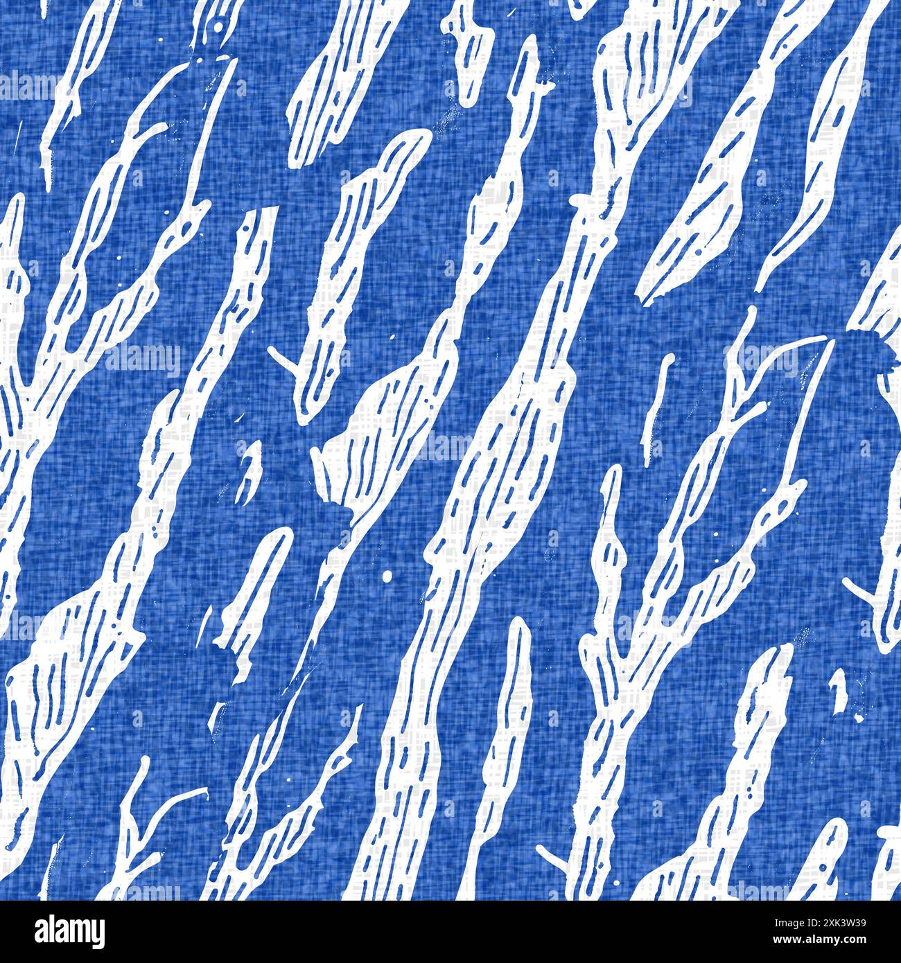 Whimsical seaweed kelp coastal electric blue beach pattern. Batik ...