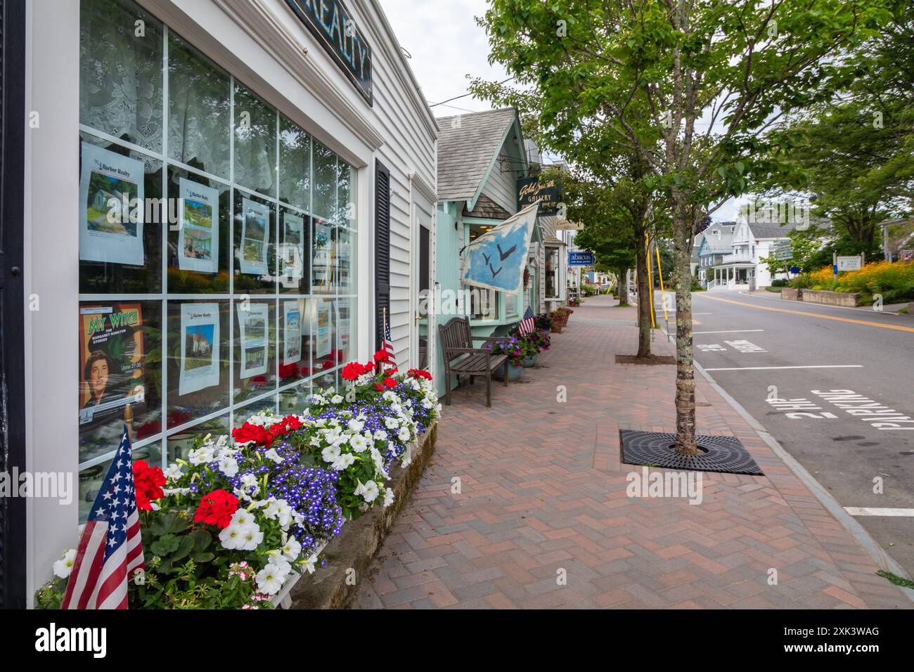 Boothbay Harbor, ME / USA - July 7, 2024 - Harbor Realty and other ...