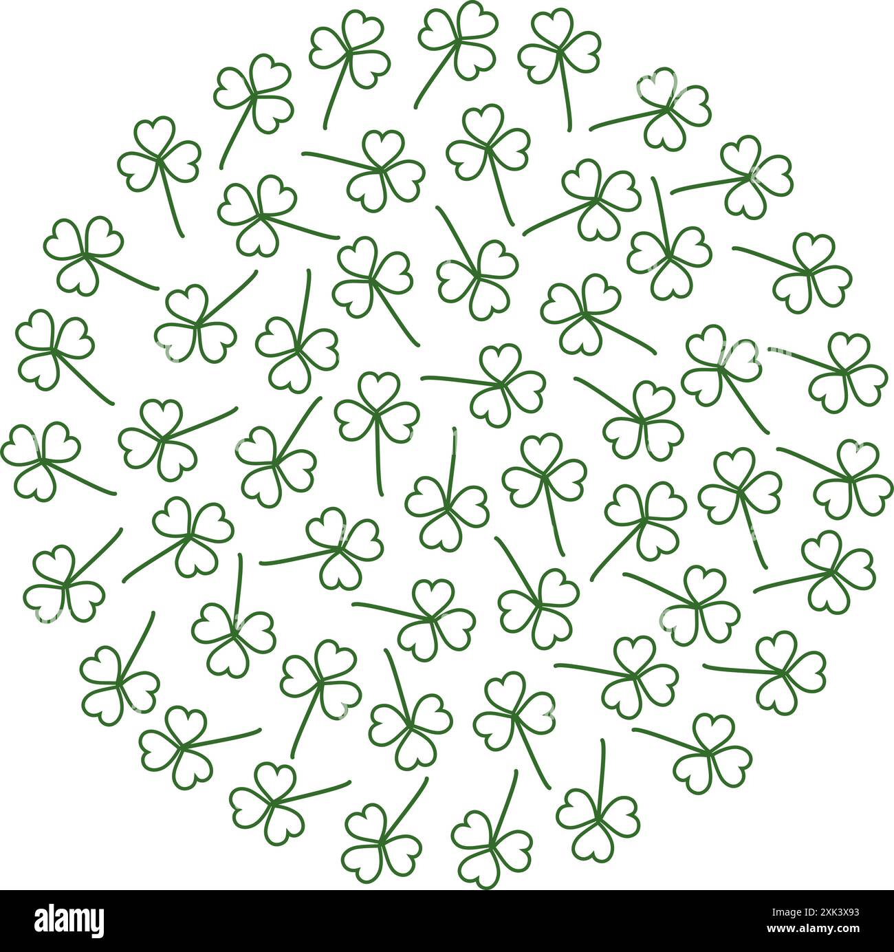Outline shamrocks in shape of circle Isolated on white. St Patricks Day ...