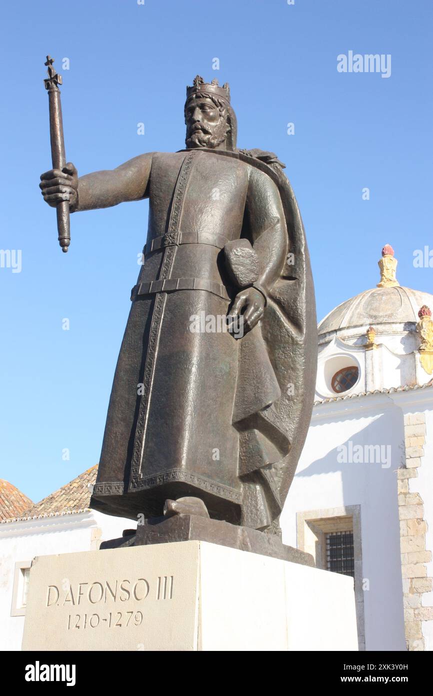 Statue of Don Afonso III outside the Convent of our Lady of Assumption ...