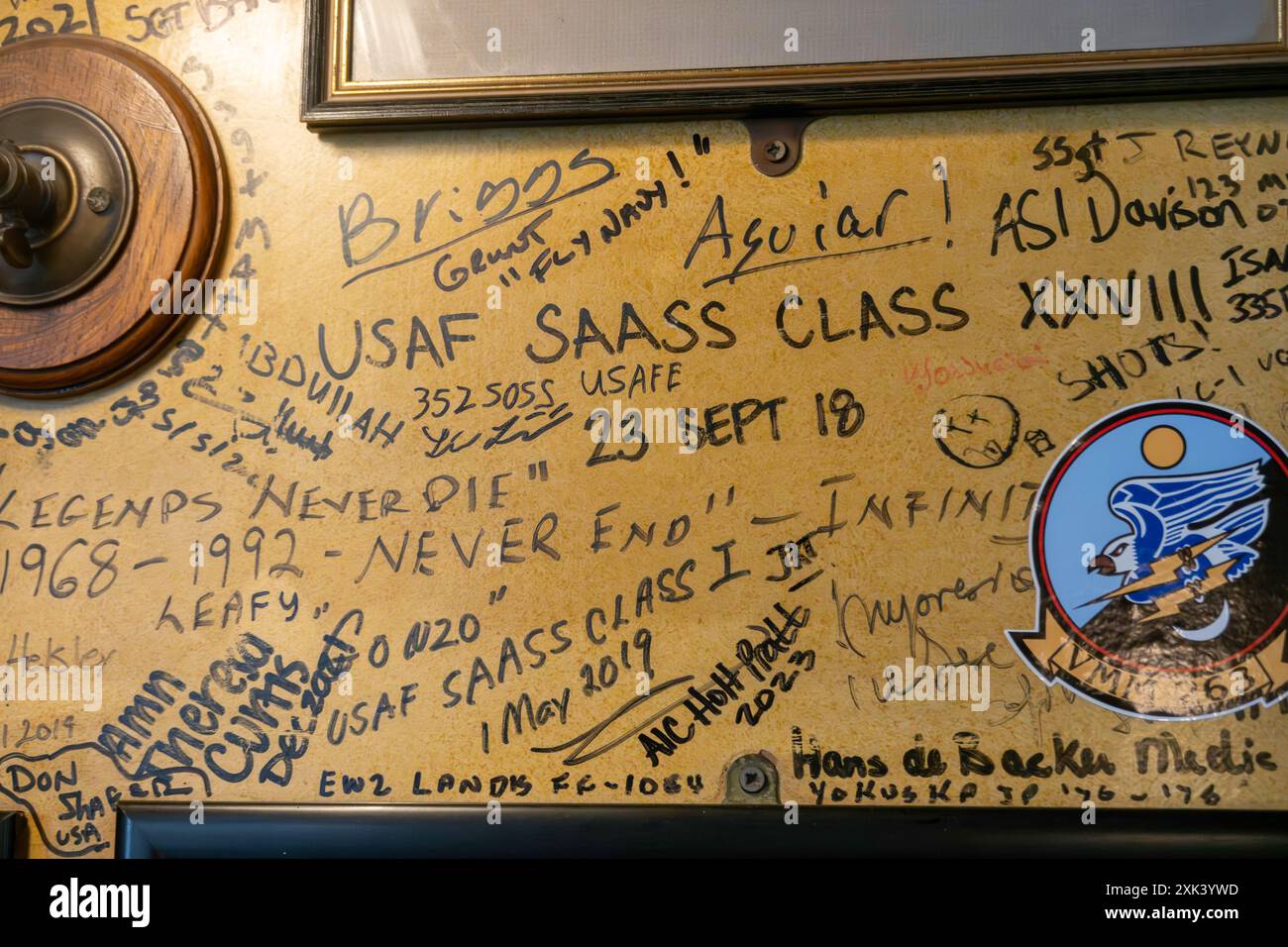 Aviators’ messages in RAF Bar, in The Eagle pub, Cambridge ...