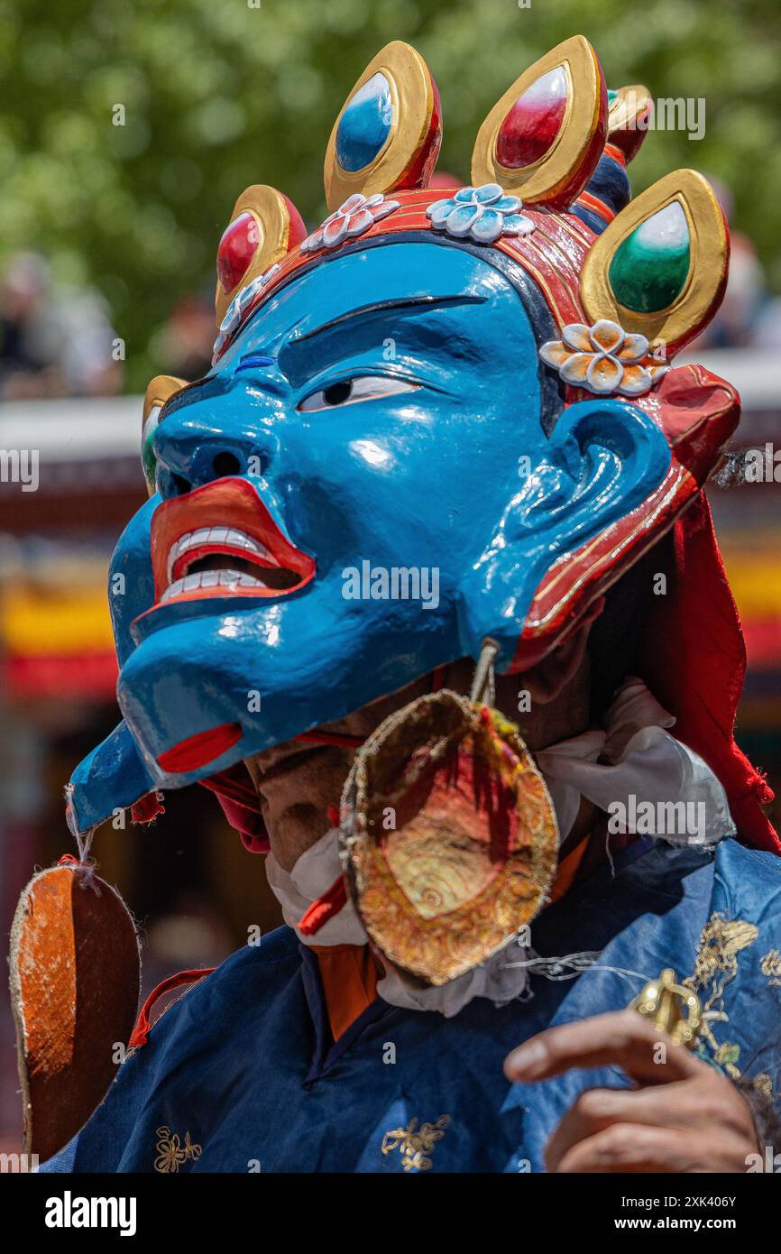 Colorful mask dance also called cham dance being performed at Hemis ...