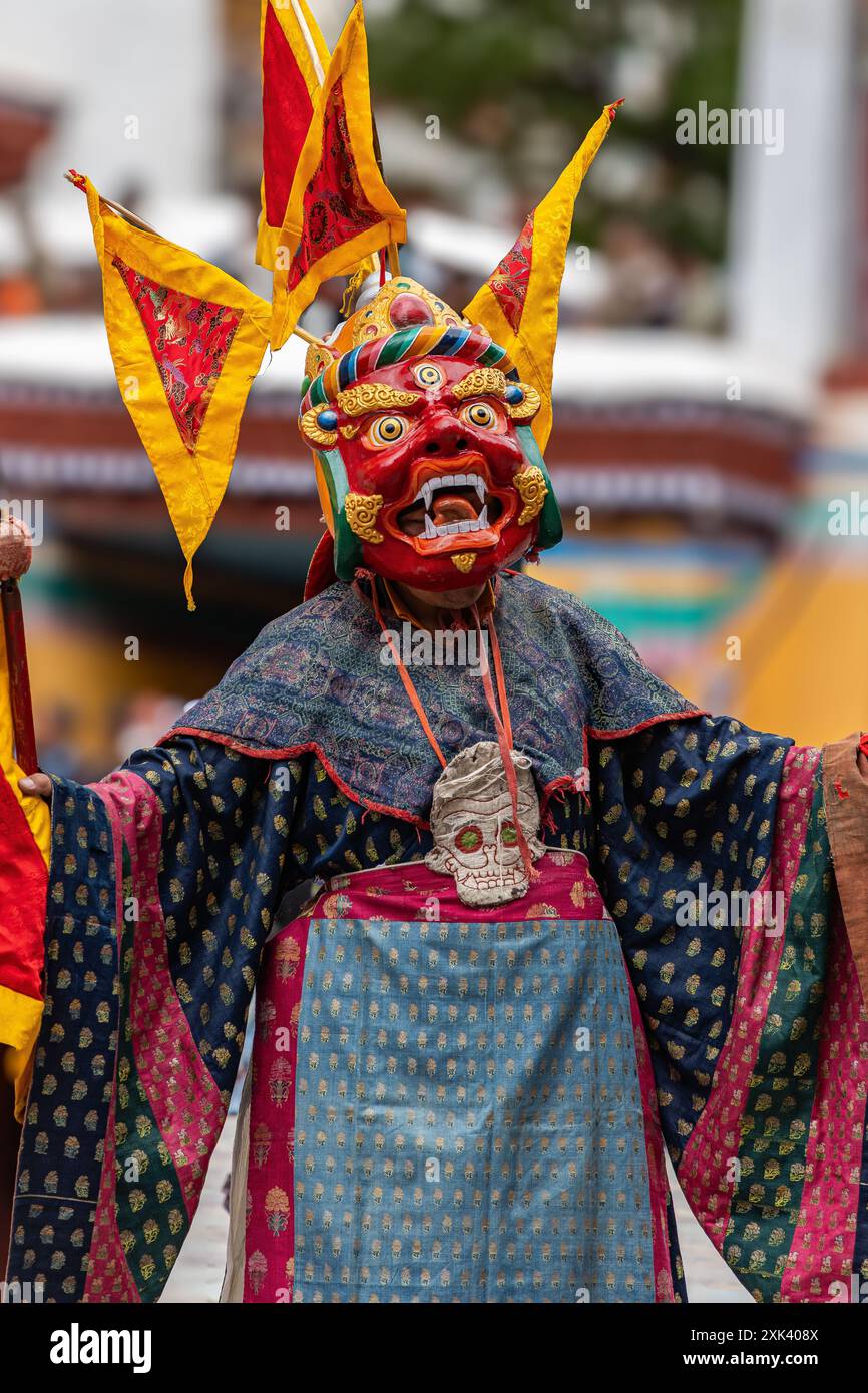 Colorful mask dance also called cham dance being performed at Hemis ...
