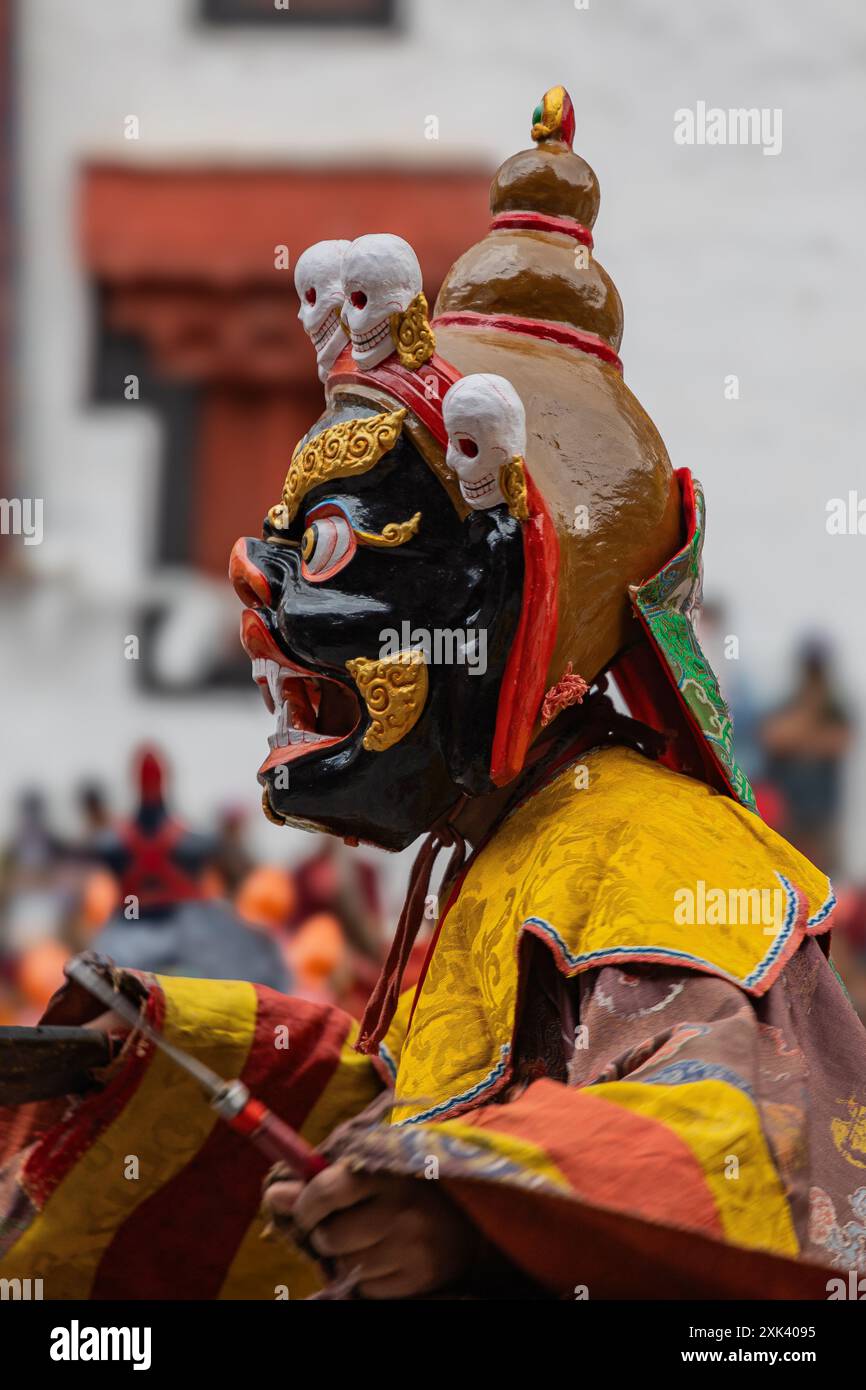Colorful mask dance also called cham dance being performed at Hemis ...