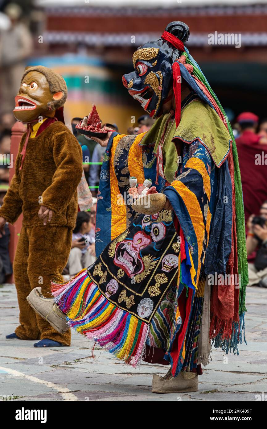 Colorful mask dance also called cham dance being performed at Hemis ...