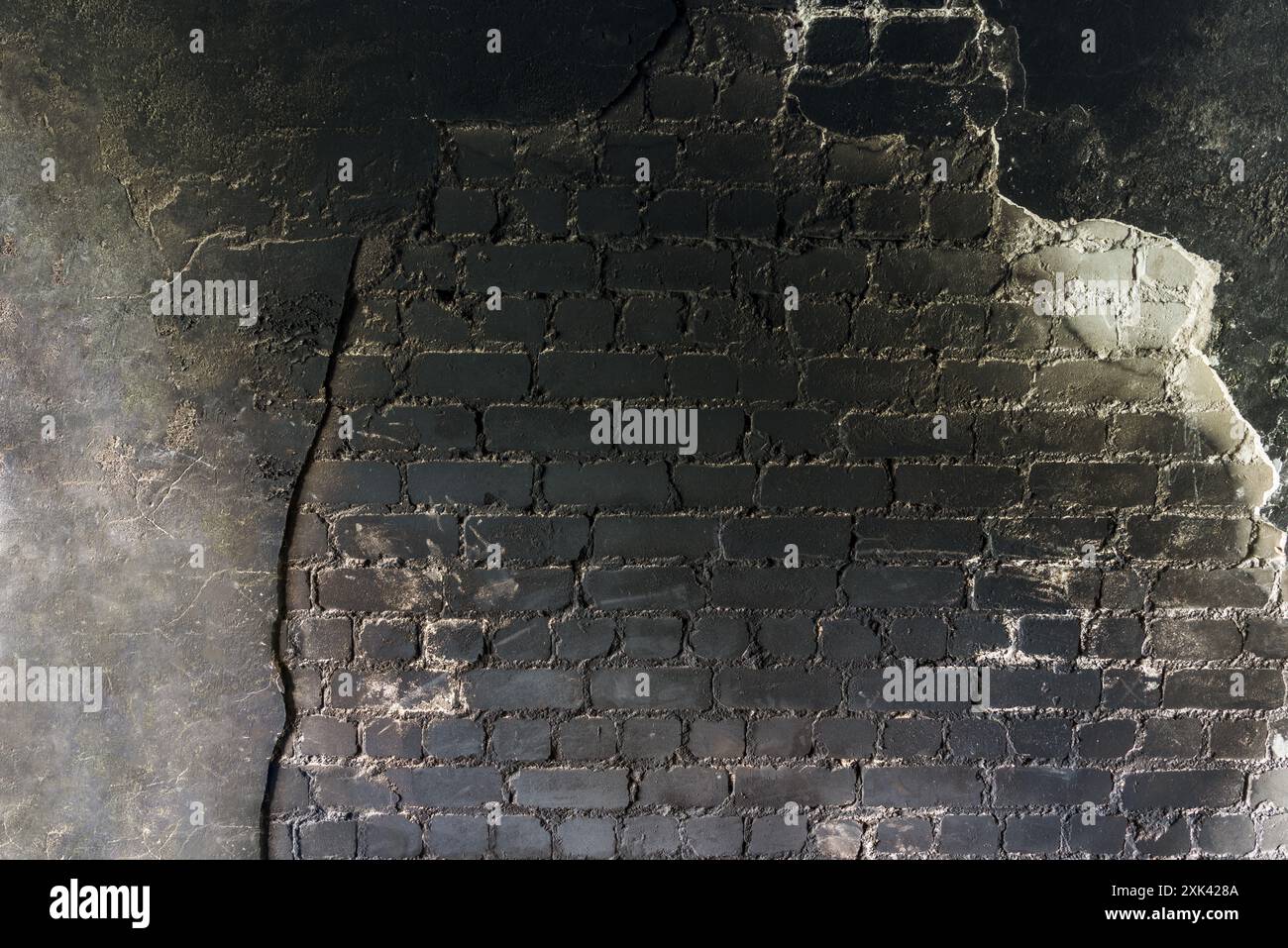 Industrial Grunge Background Of Black Burned Crumbling Brick Wall ...