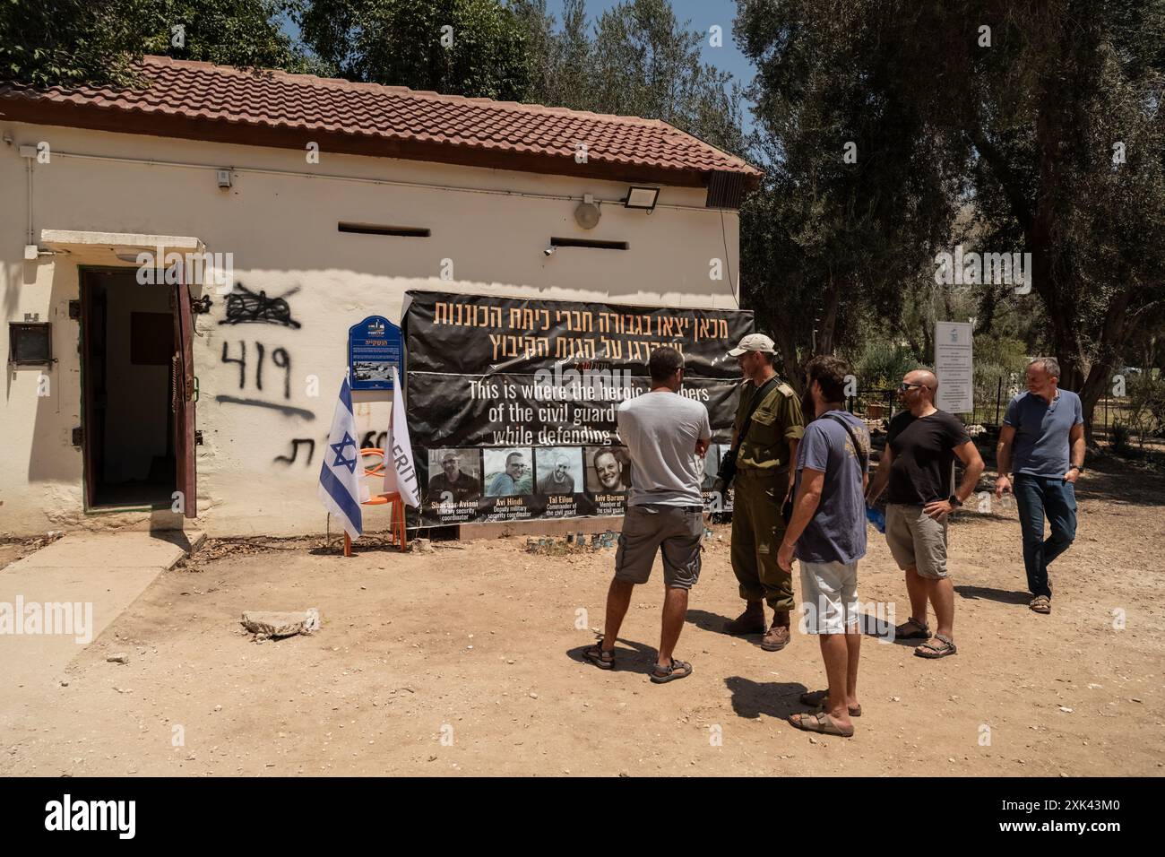 July 18, 2024, Kfar Aza, Israel: A group of citizens from other parts ...