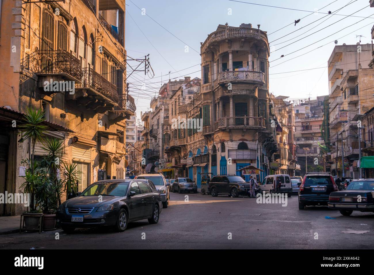 The beautiful old colonial style building on the streets of Tripoli, northern Lebanon town, in ...
