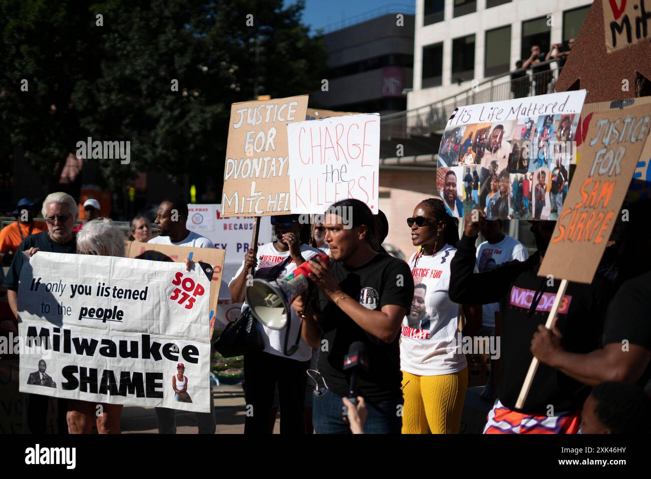 MILWAUKEE, WISCONSIN - JULY 18: Protesters march and protest against ...