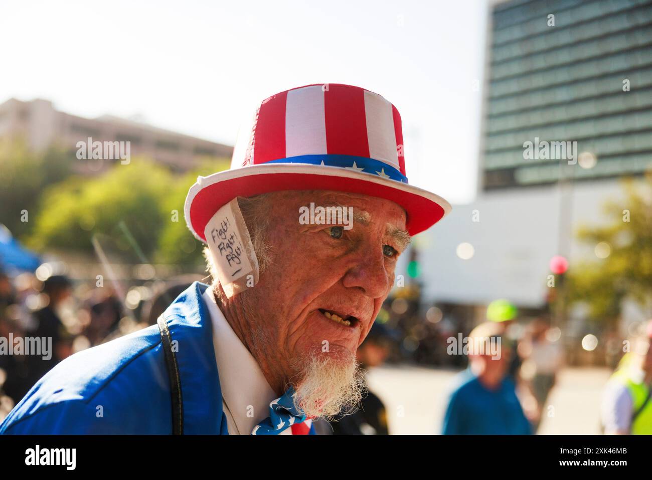 MILWAUKEE, WISCONSIN - JULY 18: A Trump supporter wears a bandage over ...