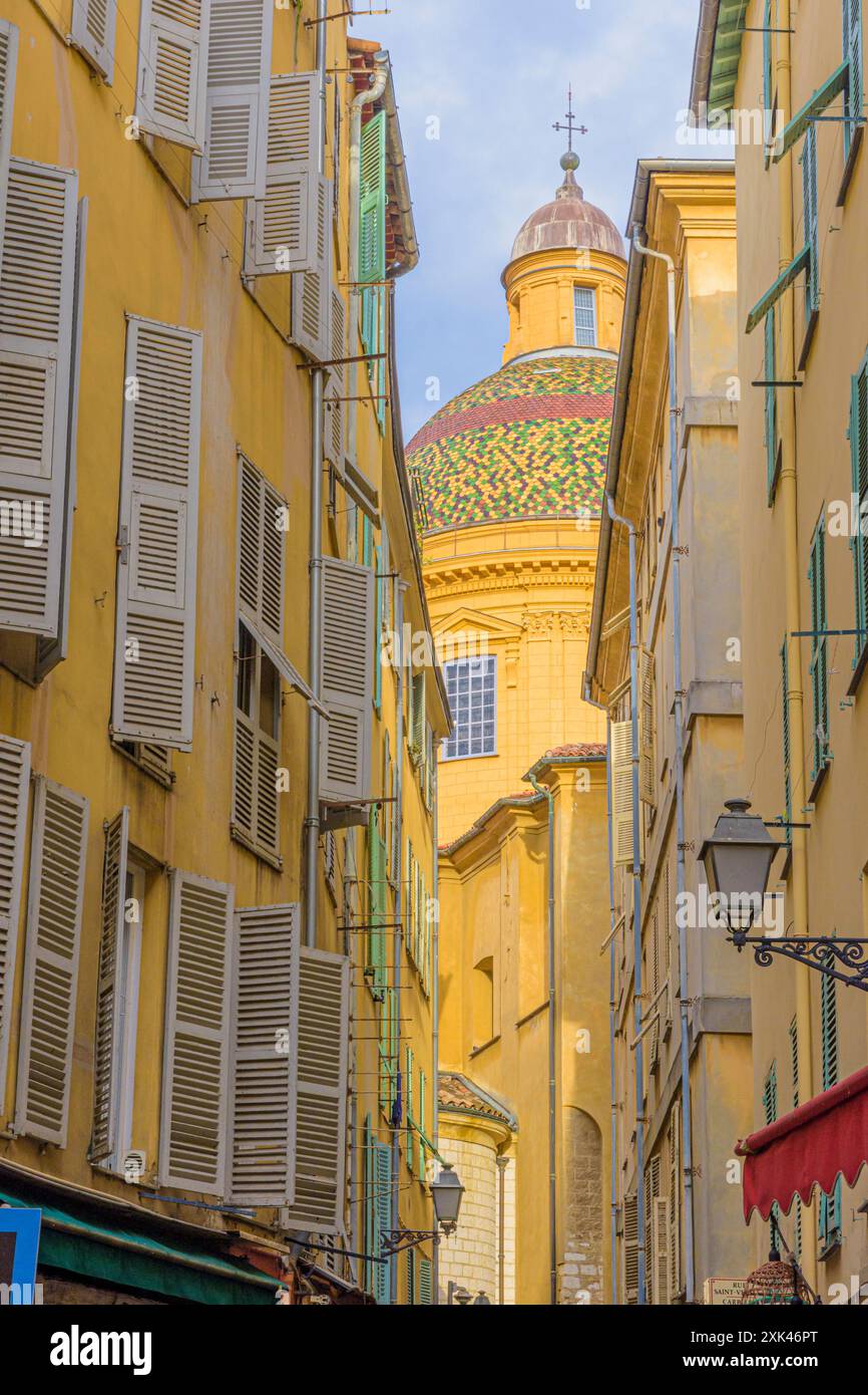Views of the Baroque Dome Of Nice Cathedral in Old Nice, Provence-Alpes ...