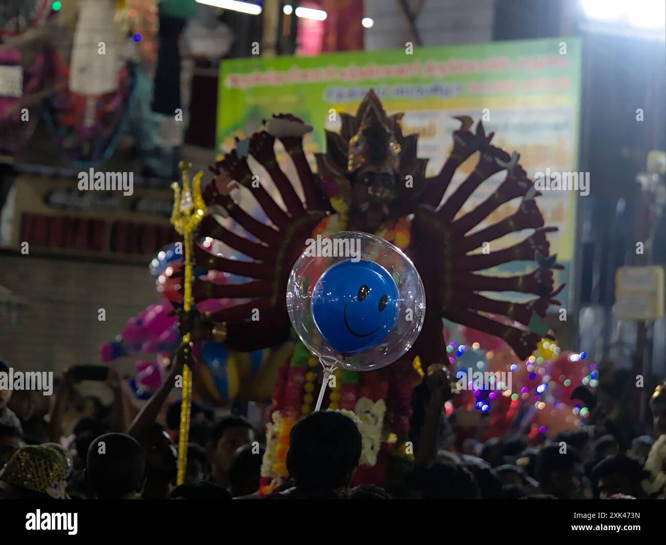 Fierce goddess Durga deity in procession in Chithirai festival madurai ...