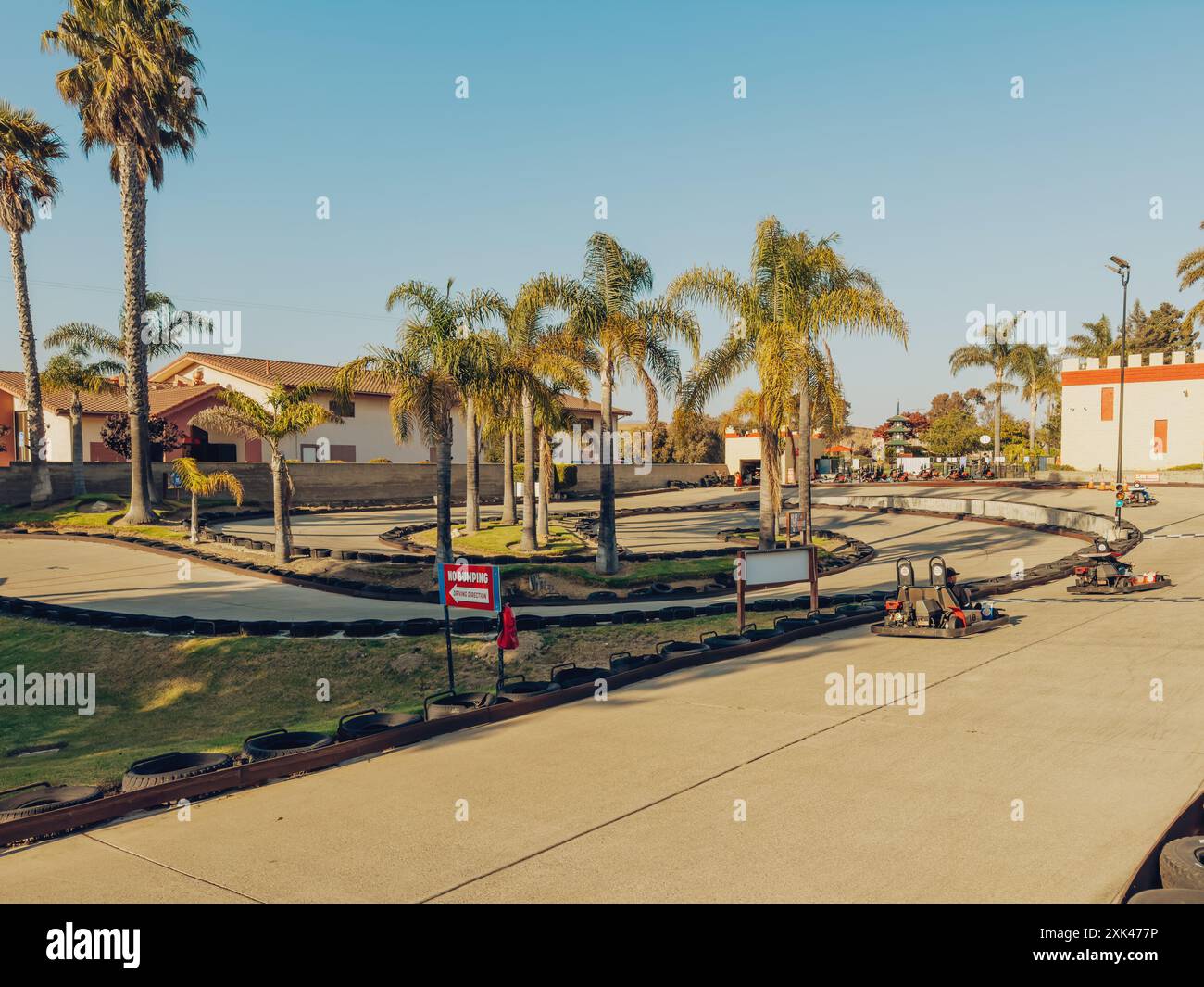 Santa Maria, California, USA - July 20, 2024. People enjoying a go-kart ...
