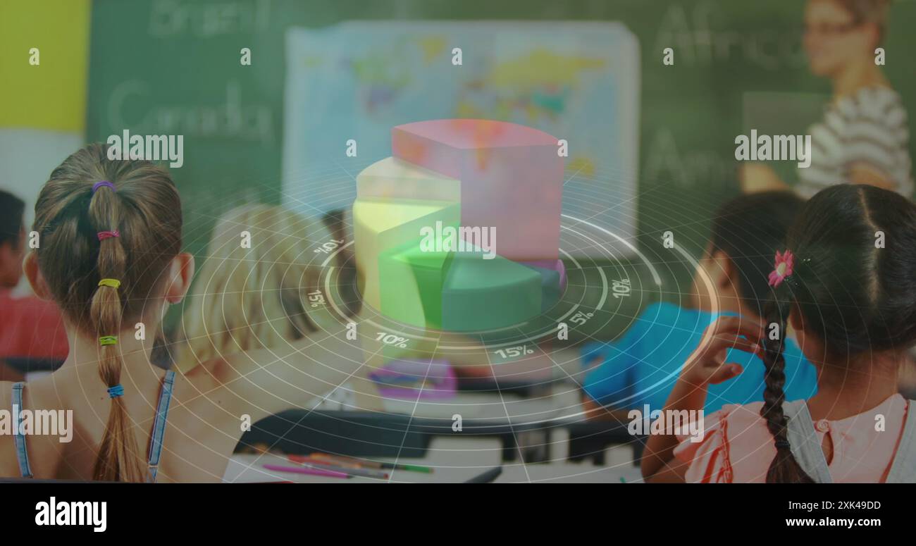 Statistical data processing against caucasian female teacher teaching ...