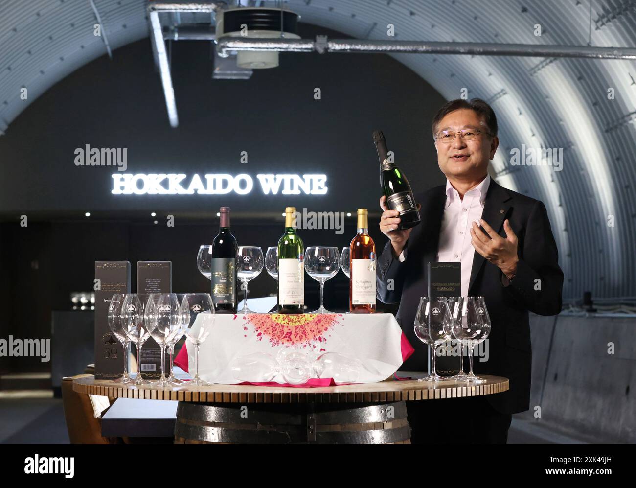 Akiyoshi Shimamura, a founder and a president of Hokkaido Wine, an ...