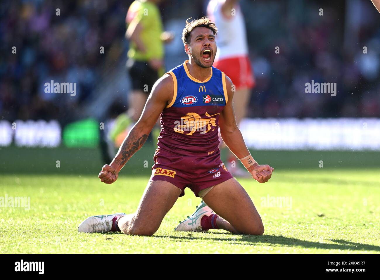Brisbane, Australia. 21st July, 2024. Callum Ah Chee of the Lions ...