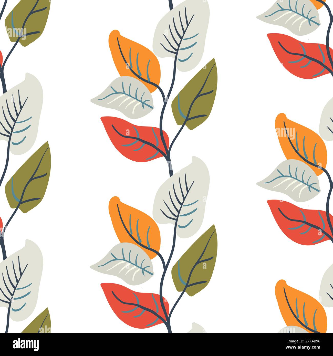 Botanical seamless pattern. Simple Plant. Variegated branches, plant ...
