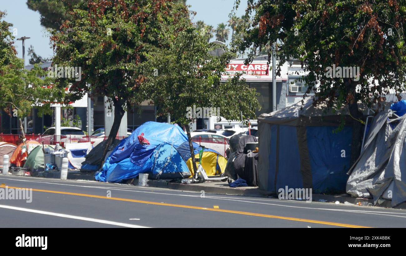 Los Angeles, California, USA 19th July 2024 Homeless Tents Camps on ...