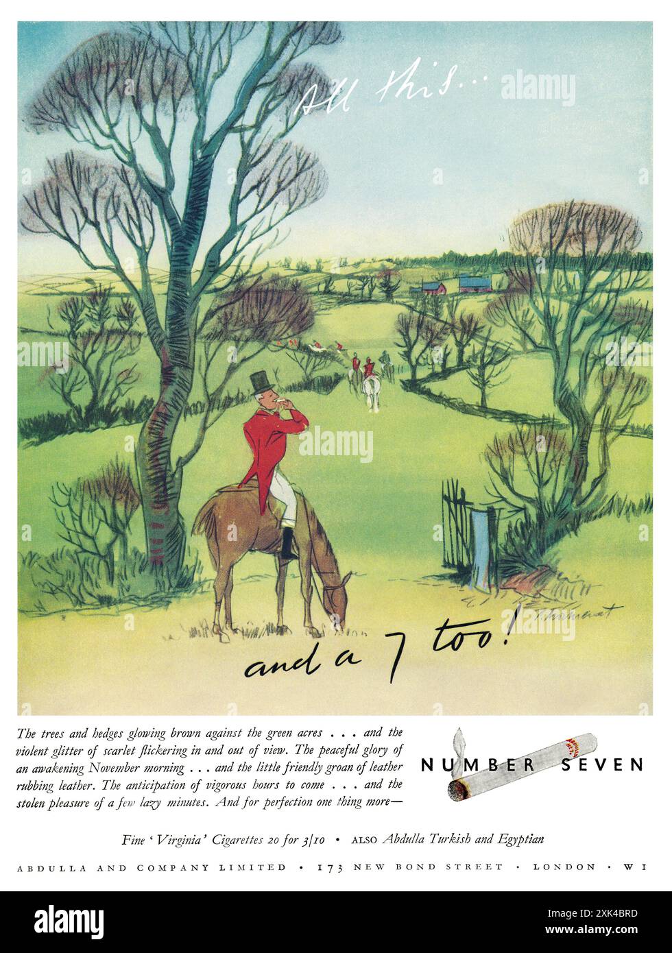 1951 British advertisement for Abdulla Number Seven cigarettes Stock ...