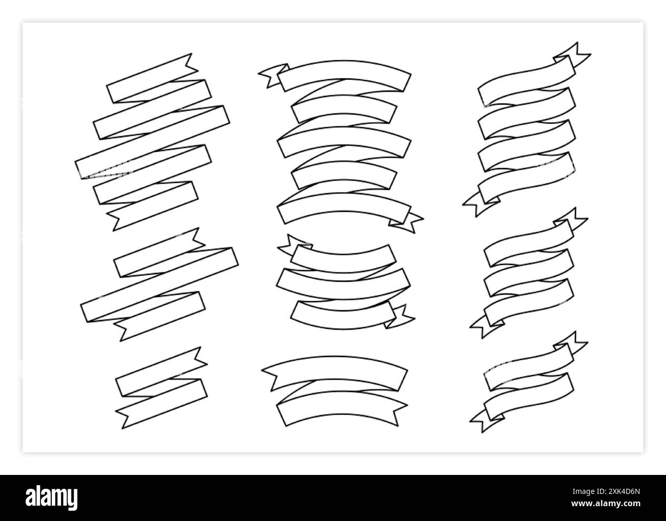 Contour line ribbon banner vector set illustration. Big collection of ...