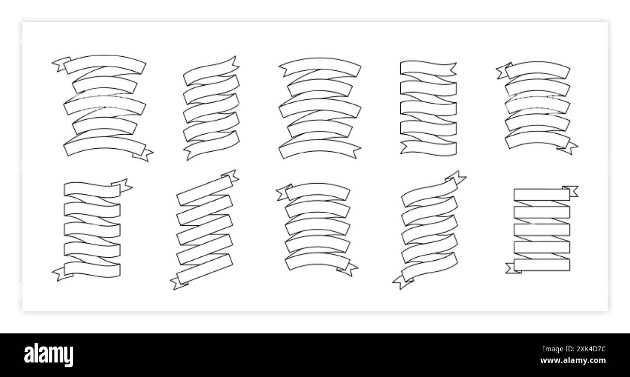 Blank label ribbon vector set illustration. Collection of different ...