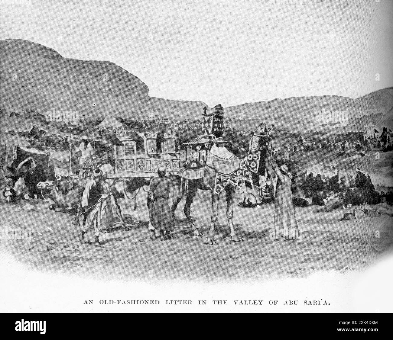 Bedouins with an old-fashioned litter in the valley of Abu Sari ...