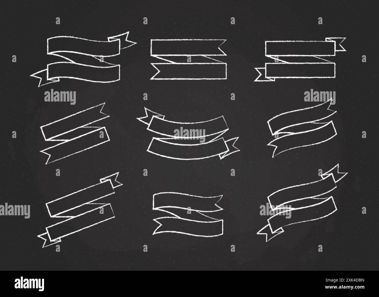 Chalk outline ribbon template banner vector collection illustration ...
