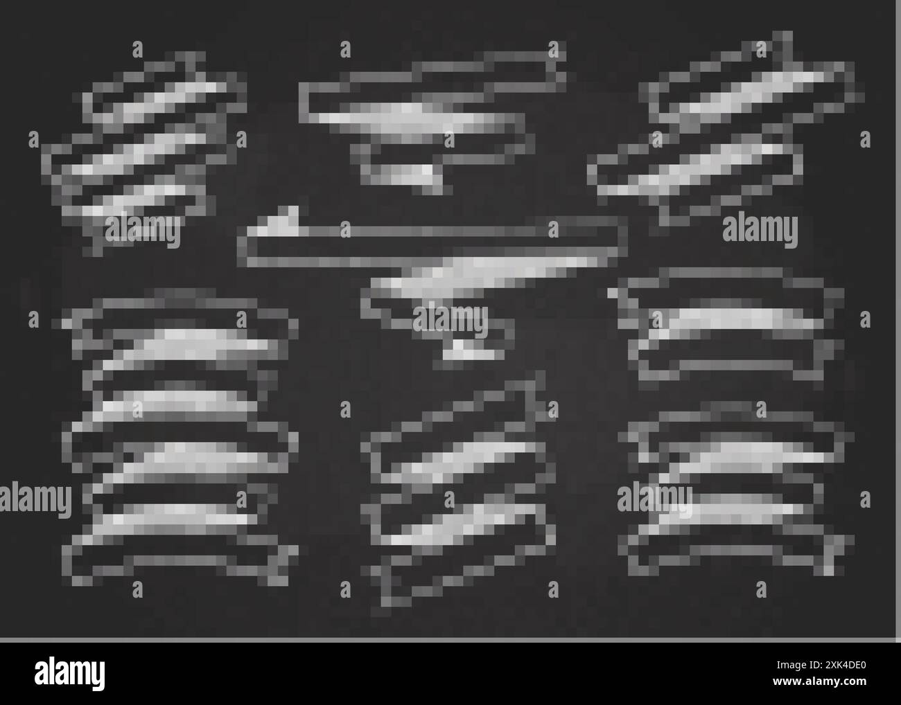 Chalk stroke ribbon banner vector set illustration. Big collection of ...