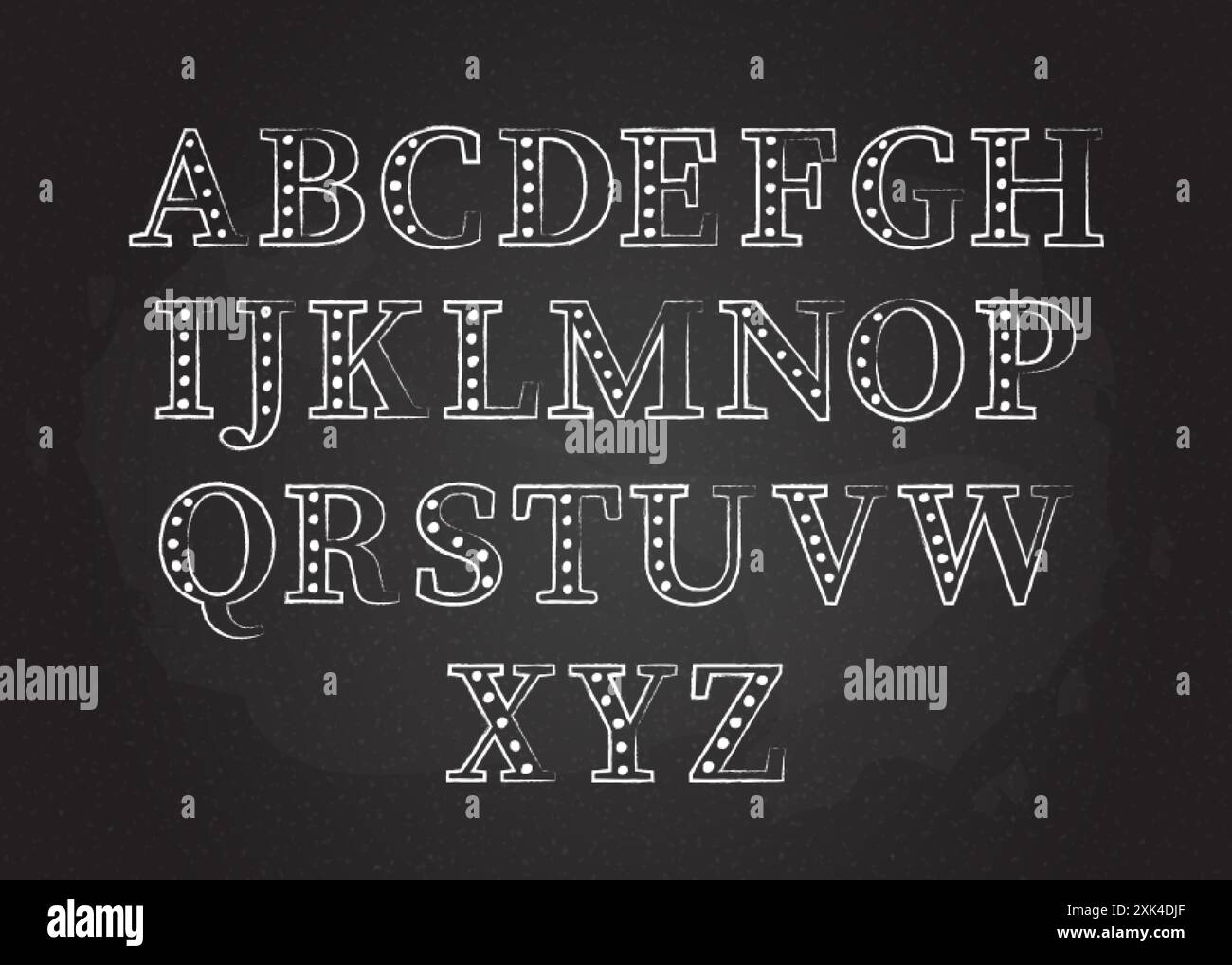 Retro chalk style abc font vector illustration. Blackboard with white ...