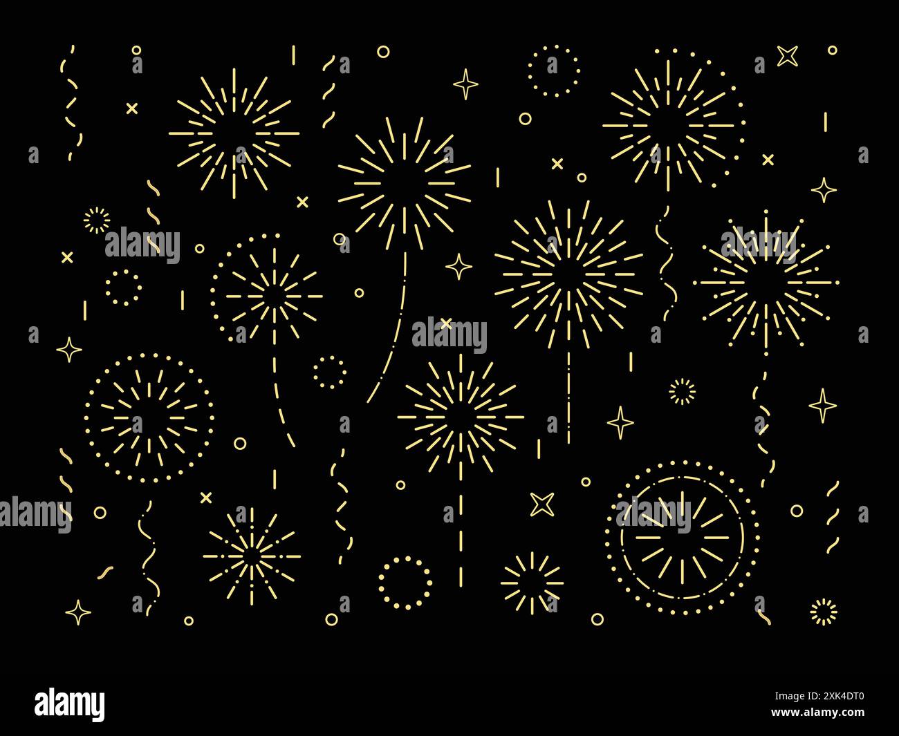 Abstract gold burst pattern fireworks set. Art deco star shaped ...