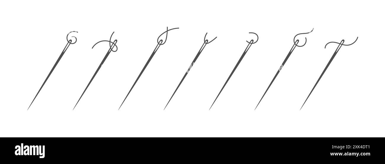 Needle and thread silhouette icon set vector illustration. Tailor logo ...