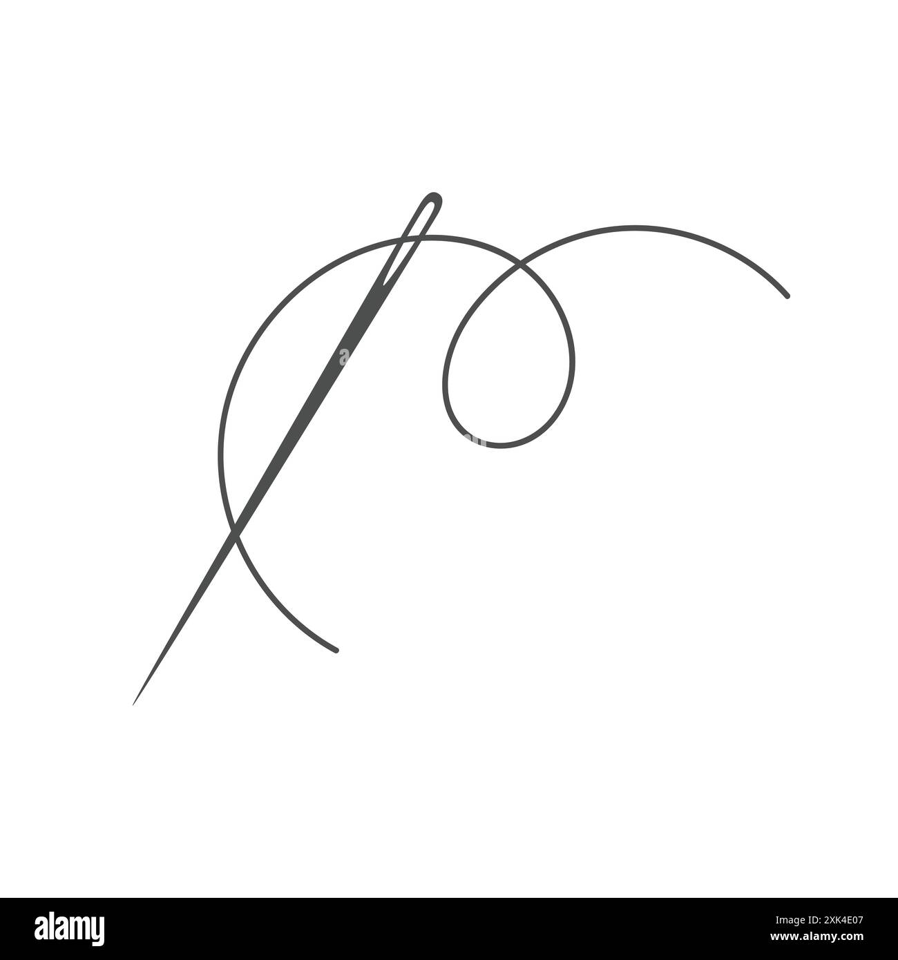 Needle and thread silhouette icon vector illustration. Tailor logo with ...