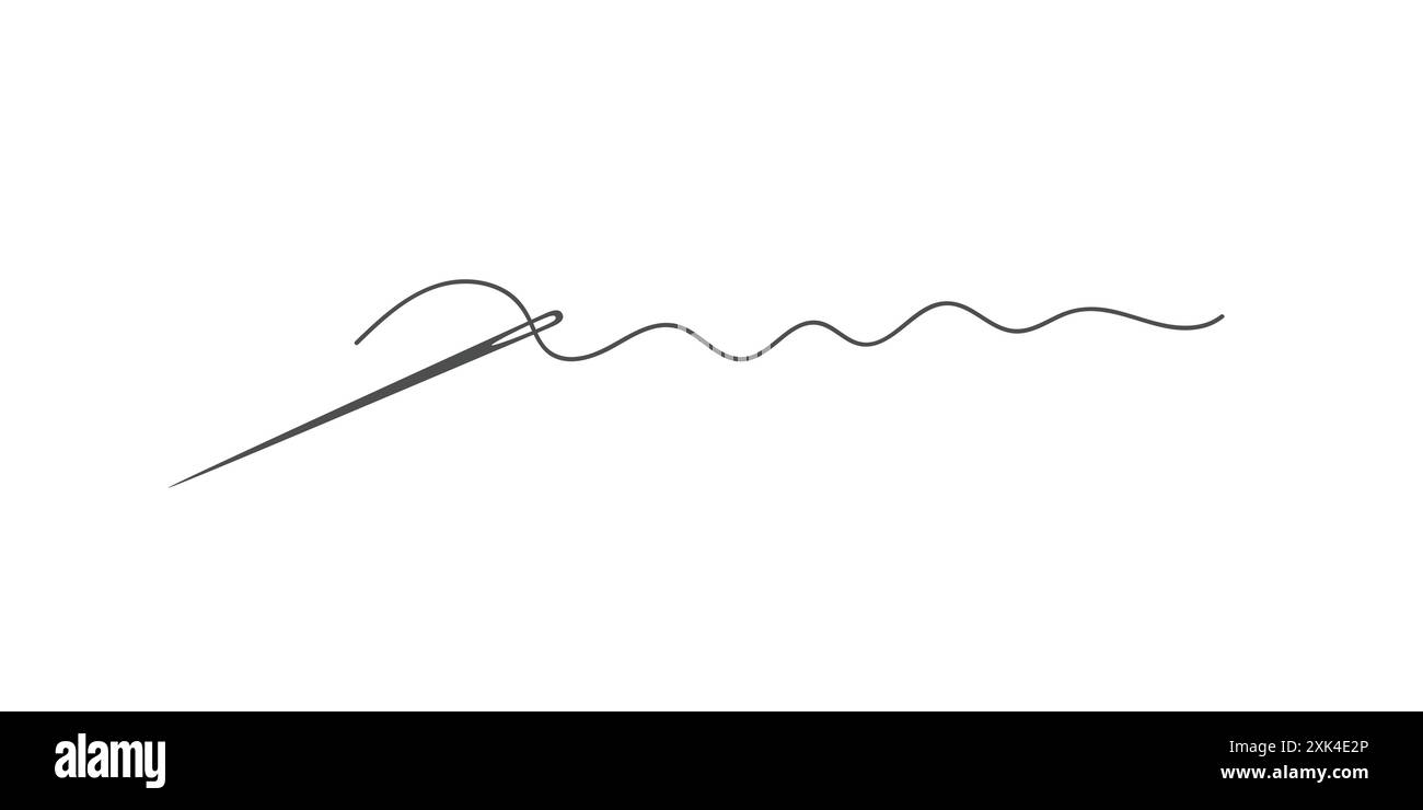 Needle and thread silhouette icon vector illustration. Tailor logo with ...