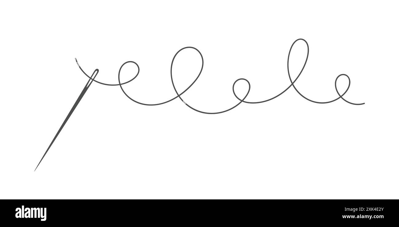 Needle and thread silhouette icon vector illustration. Tailor logo with ...