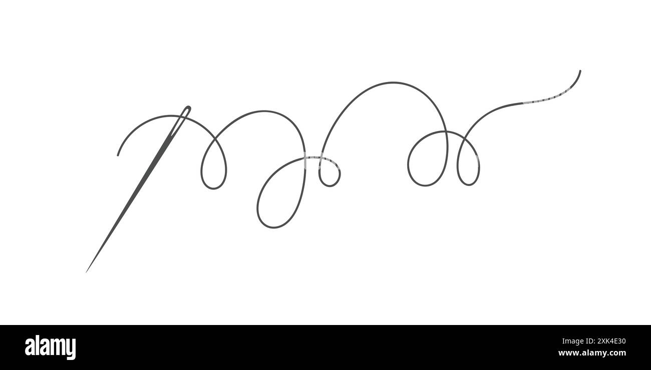 Needle and thread silhouette icon vector illustration. Tailor logo with ...