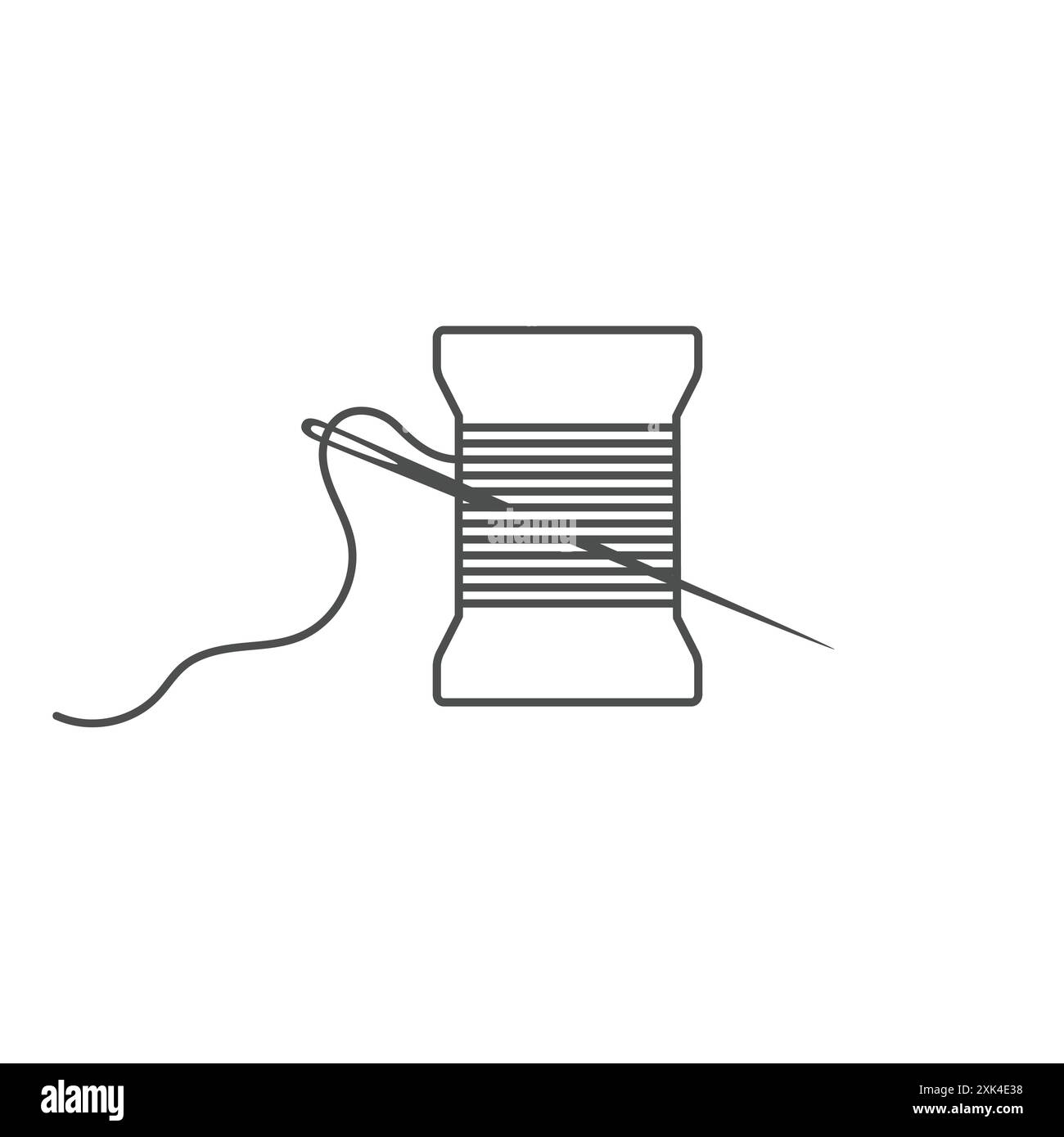 Needle and spool silhouette icon vector illustration. Black bobbin ...