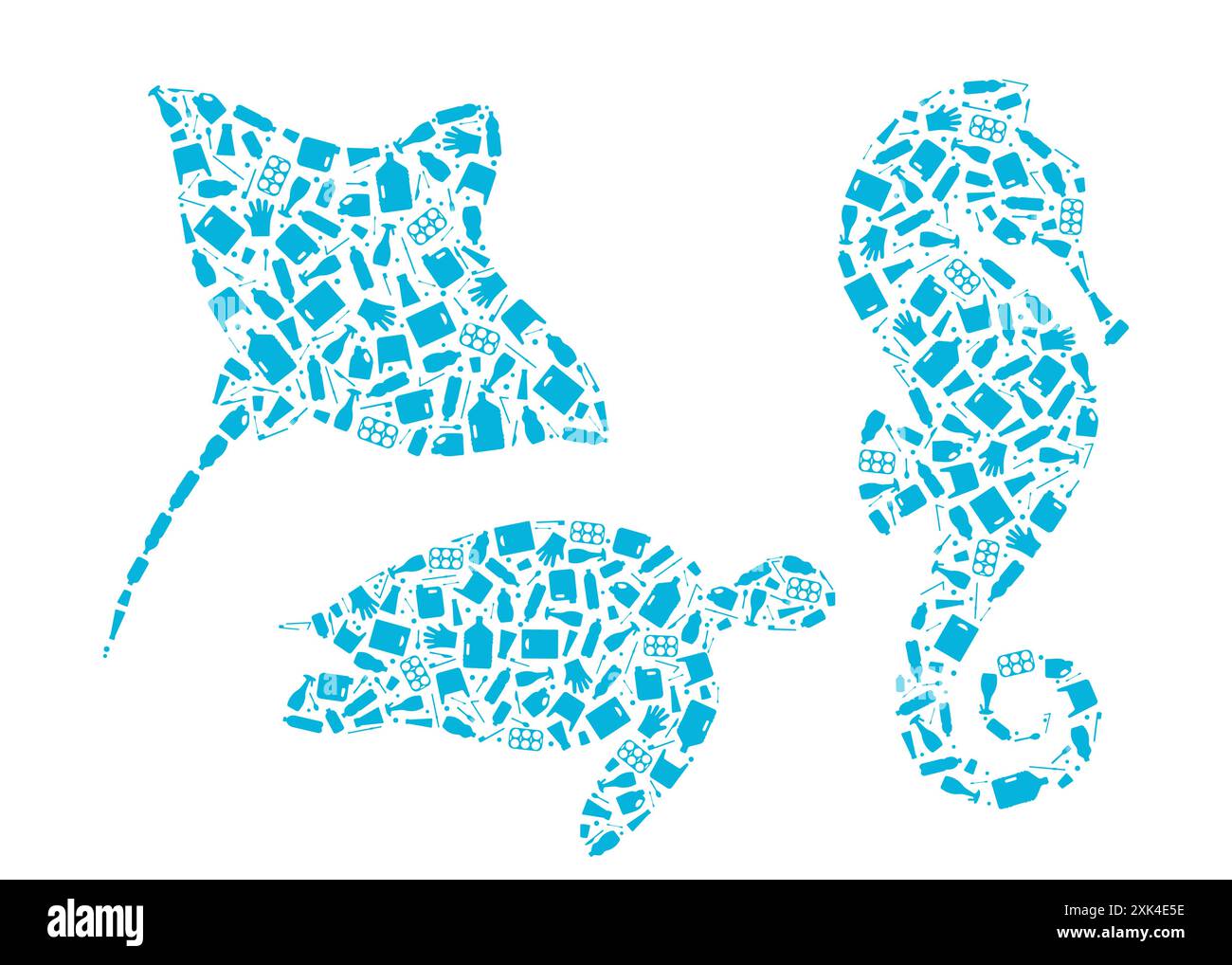 Microplastic trash planet pollution concept vector illustration. Marine ...