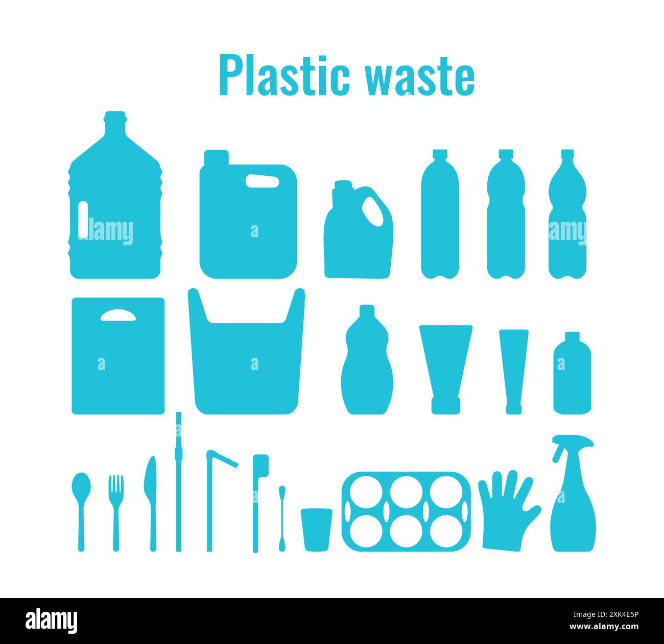 Plastic containers and single use dishes set vector illustration ...