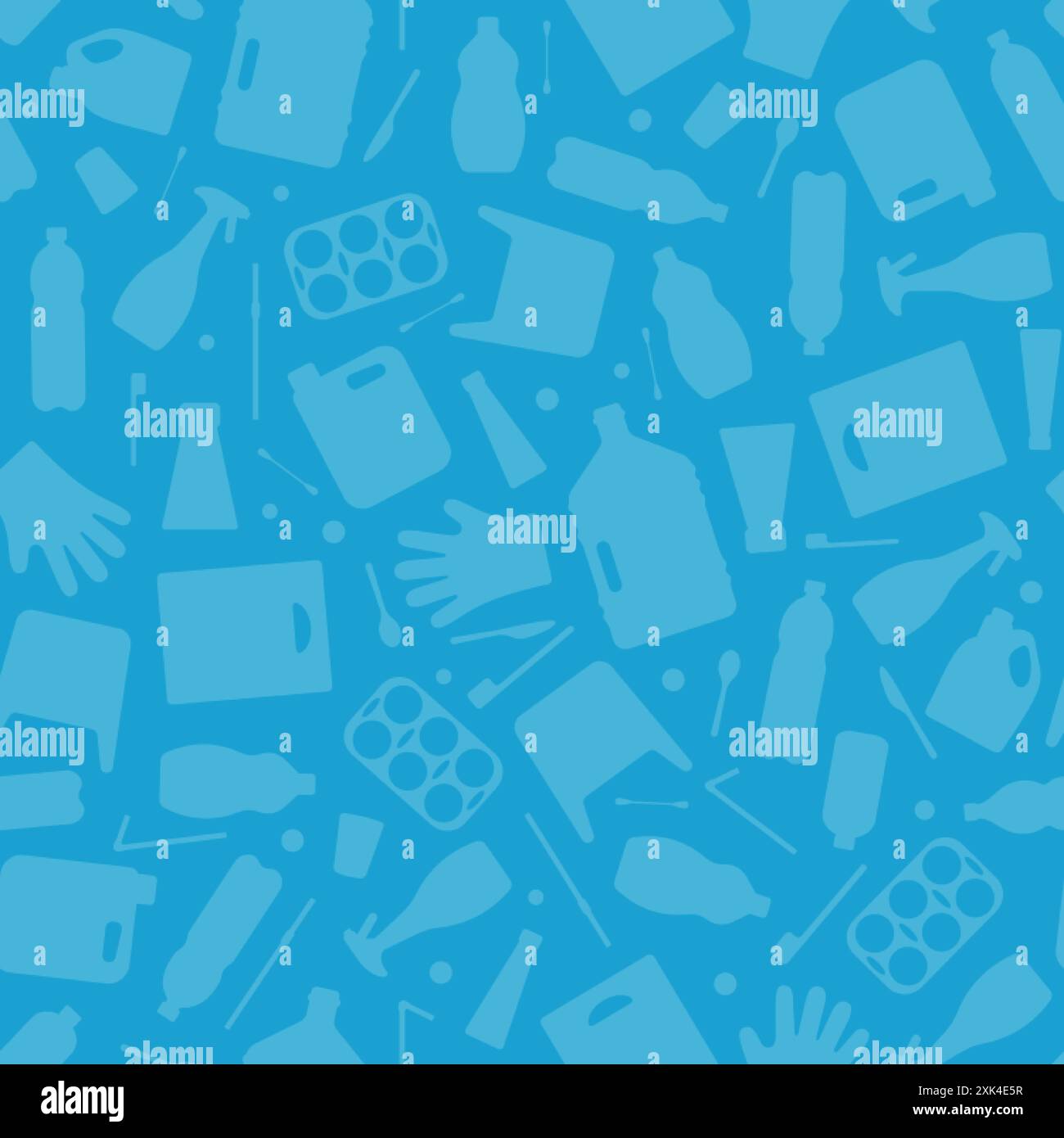 Plastic waste, ocean pollution seamless pattern vector illustration ...