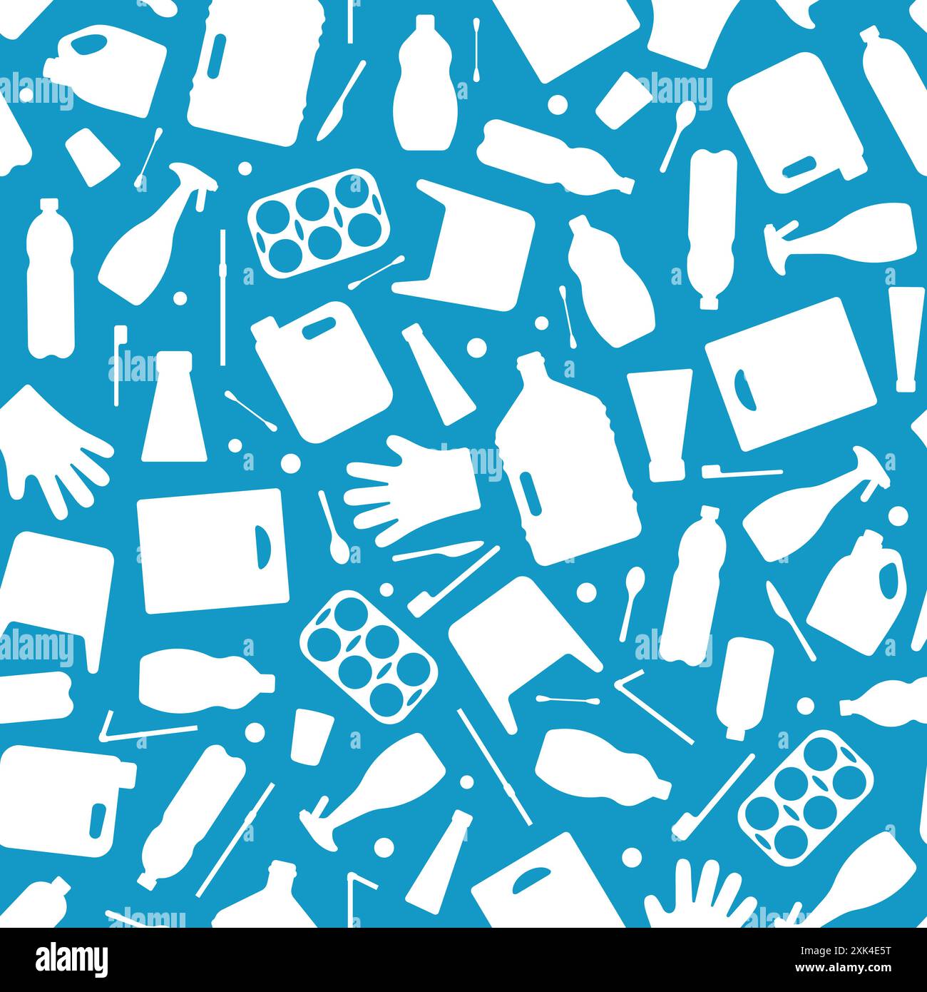 Plastic waste, ocean pollution seamless pattern vector illustration ...