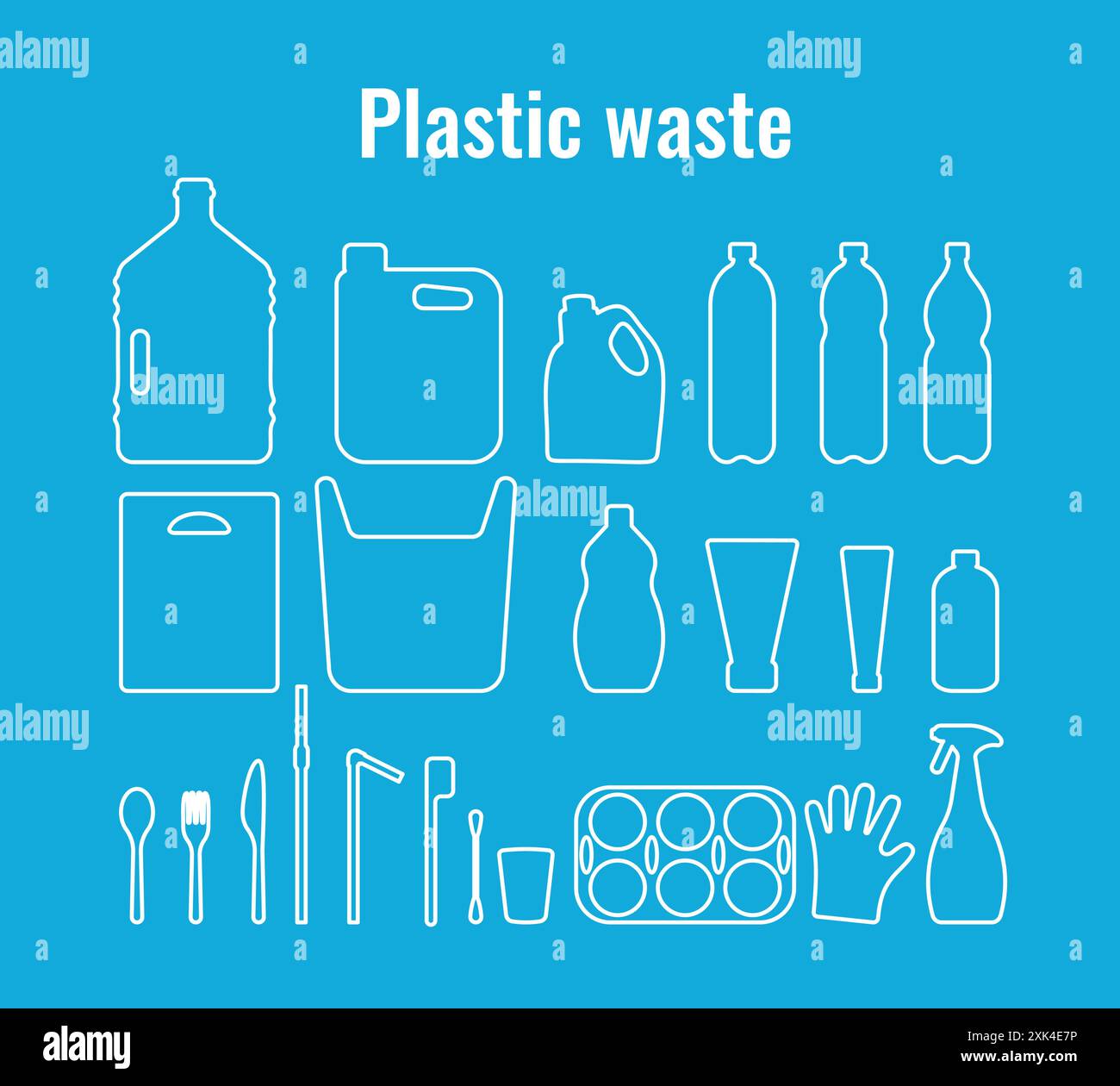 Plastic containers and single use dishes set vector illustration ...